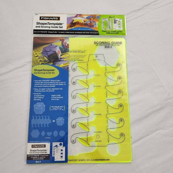 Other | Fiskars Shape Template Plastic Yellow Box 3 With Scoring Guide ...